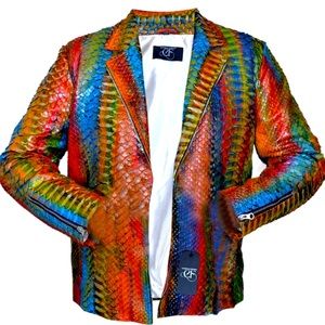 Custom | Jackets & Coats | Custom Muticolor Snake Skin Jacket | Poshmark